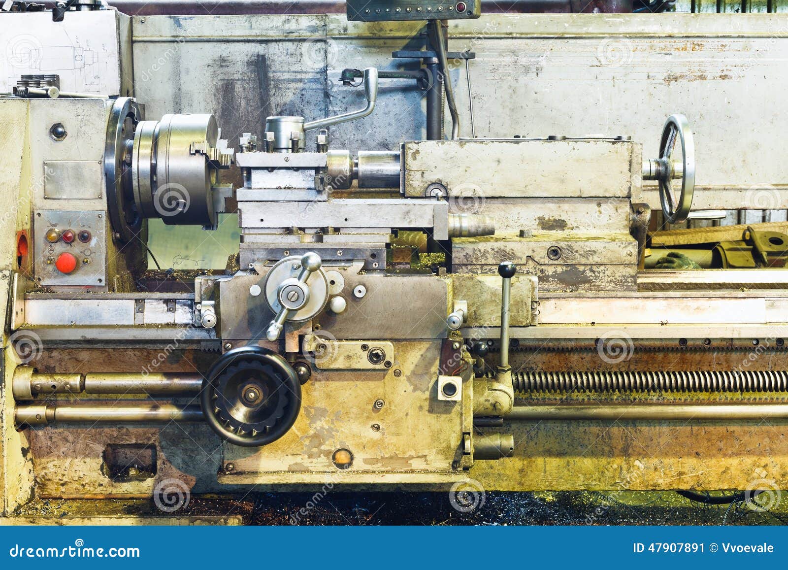 Front View of Old Metal Lathe Machine Stock Image - Image of headstock ...
