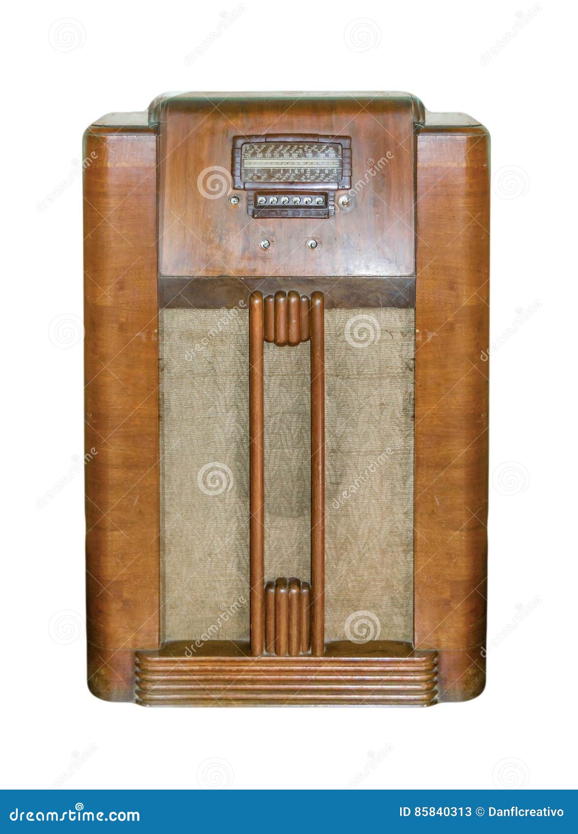 Front View Old Radio Isolated Stock Afbeelding - Image of media, retro ...