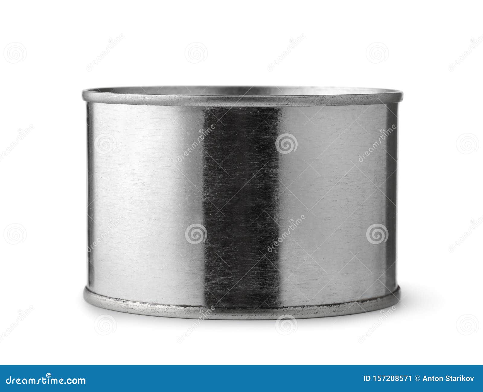 Front view of old tin can stock image. Image of blank - 157208571