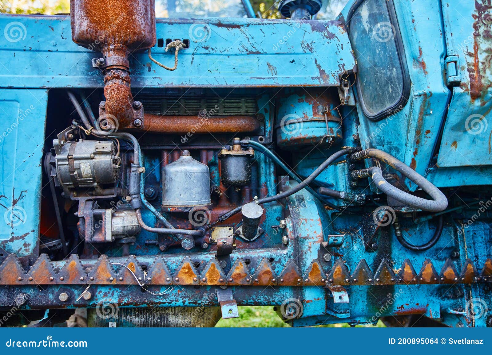 Front View of an Old Tractor Engine Stock Photo - Image of rust ...