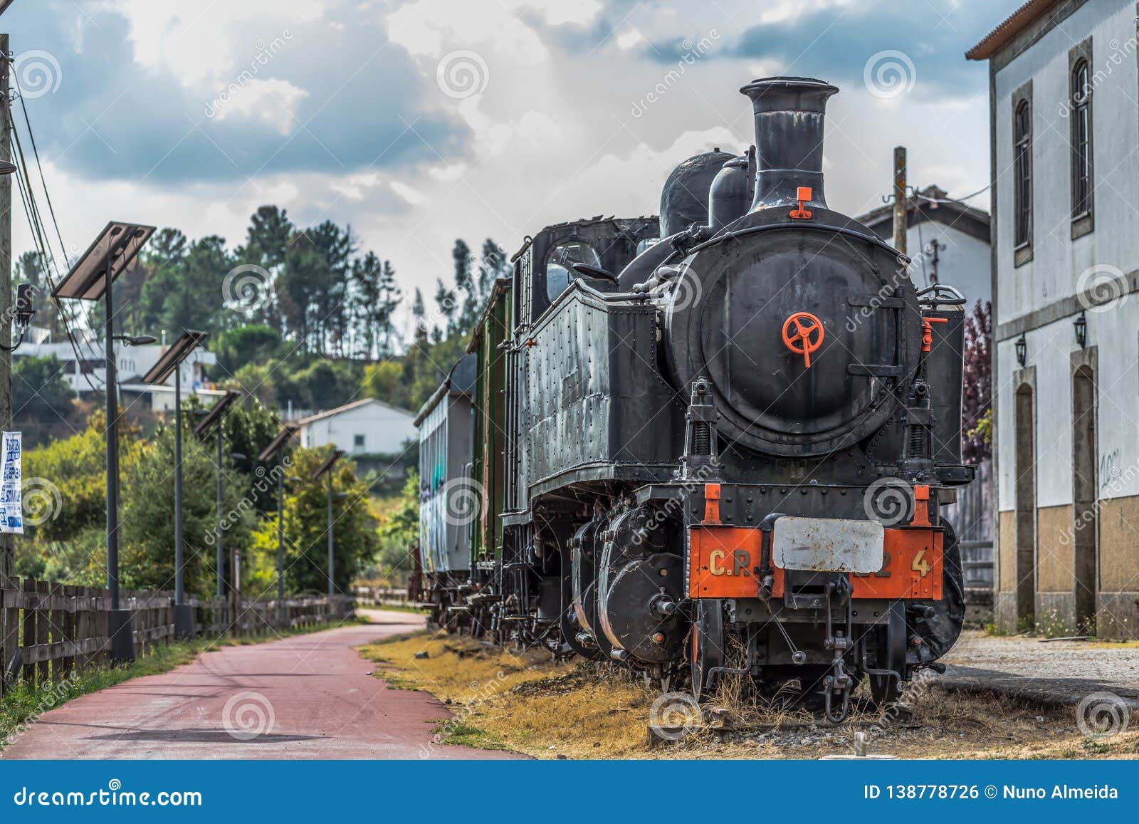 Front View of Old Train with Dramatic Sky Stock Photo - Image of older ...