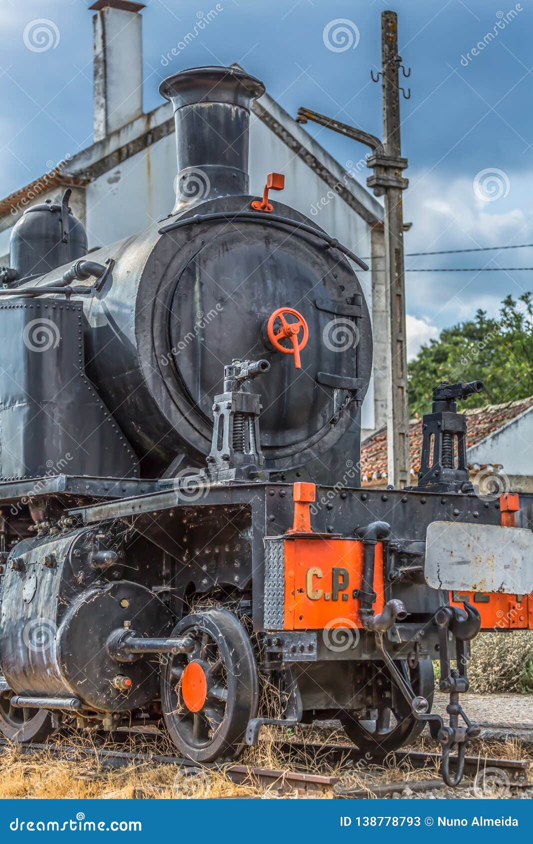 Front View of Old Train with Dramatic Sky Stock Image - Image of ...