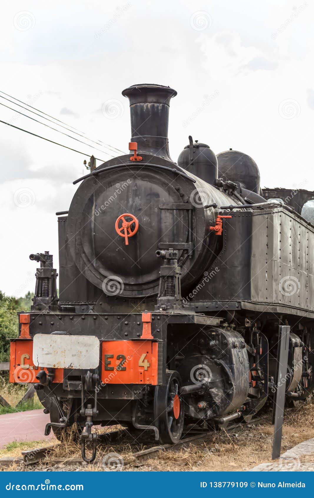 Front View of Old Train with Dramatic Sky Stock Image - Image of ...