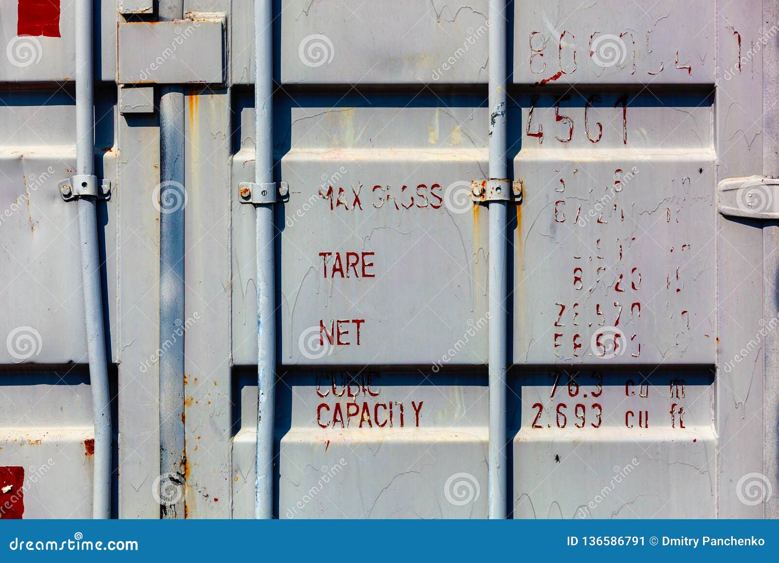 Front View of Weathered Shipping Container Stock Image - Image of metal ...