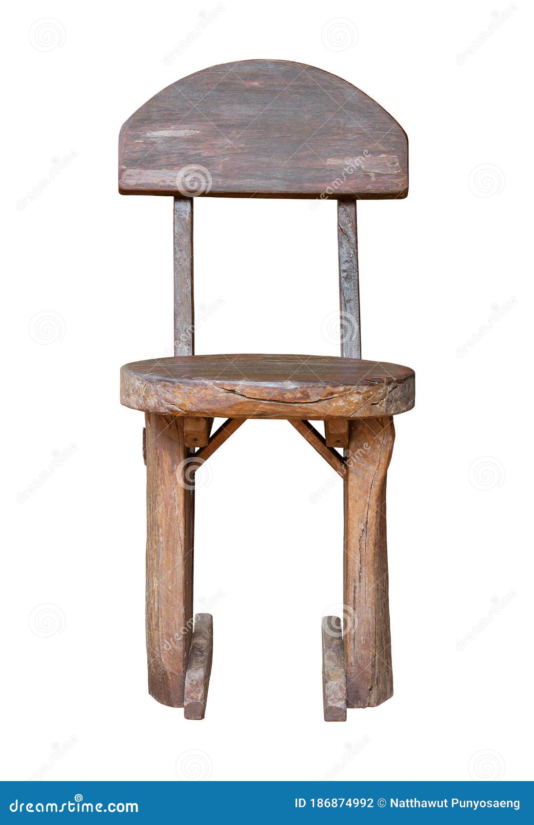 Front View of Old Wooden Chair Isolated on White Stock Photo - Image of ...