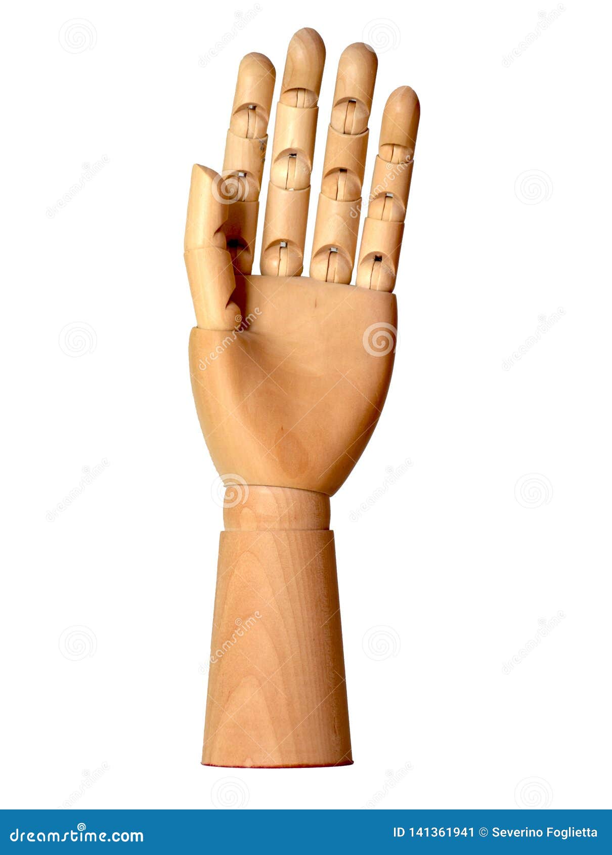Front View of an Open Hand of Wooden Isolated Stock Image - Image of ...