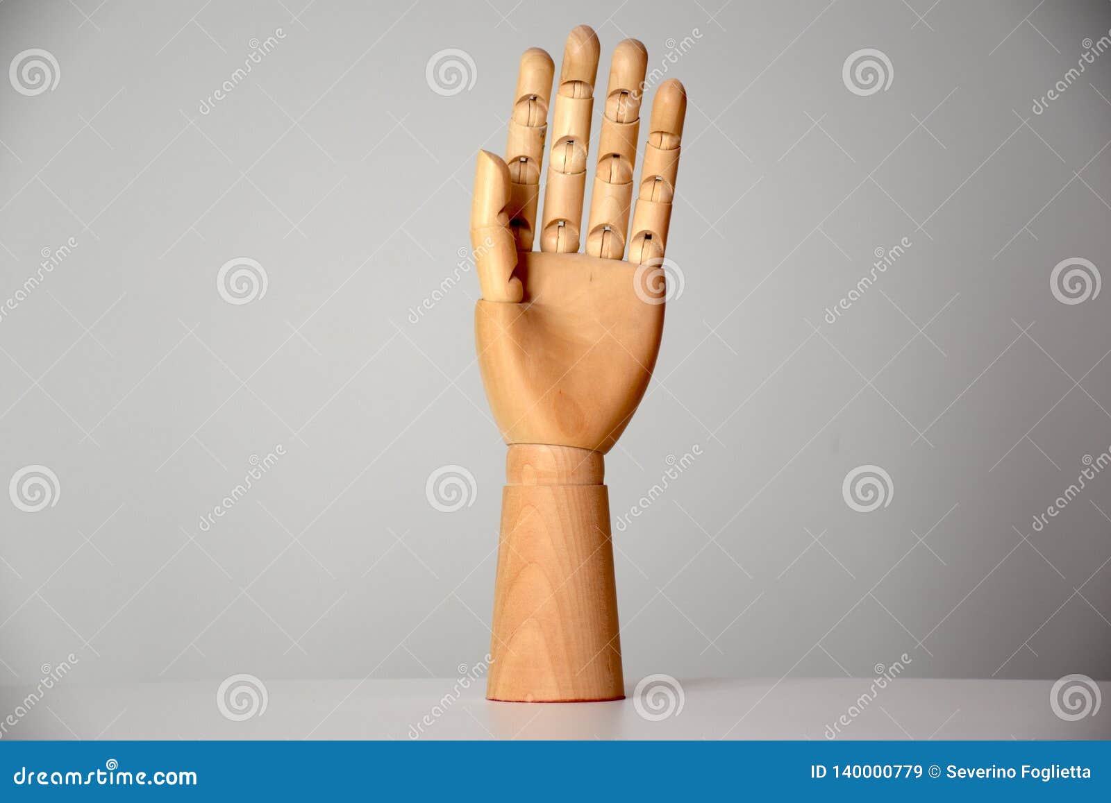 Front View of an Open Hand of Wooden Stock Image - Image of external ...