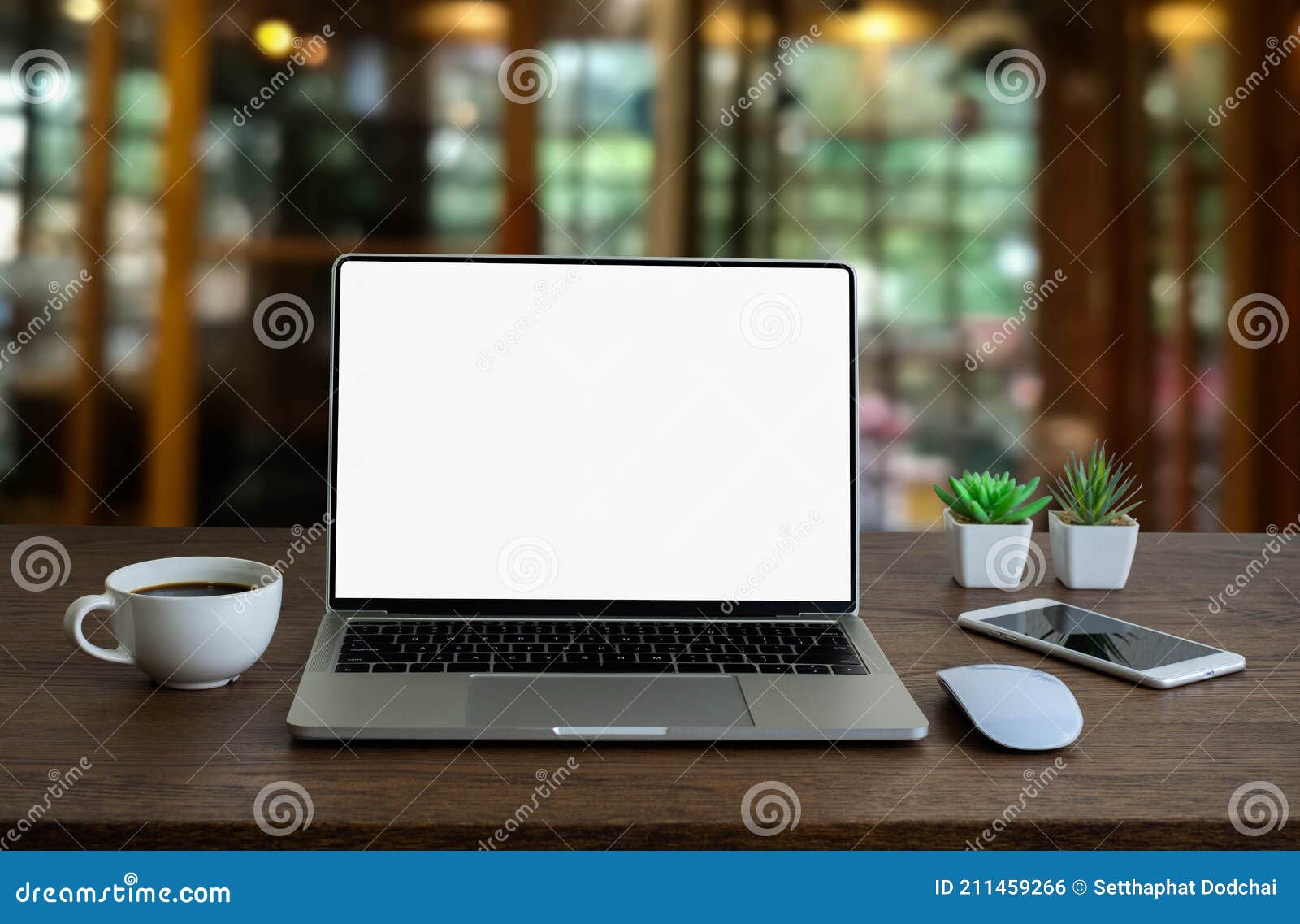 Front View of Open Laptop Computer Notebook with Blank Monitor White ...