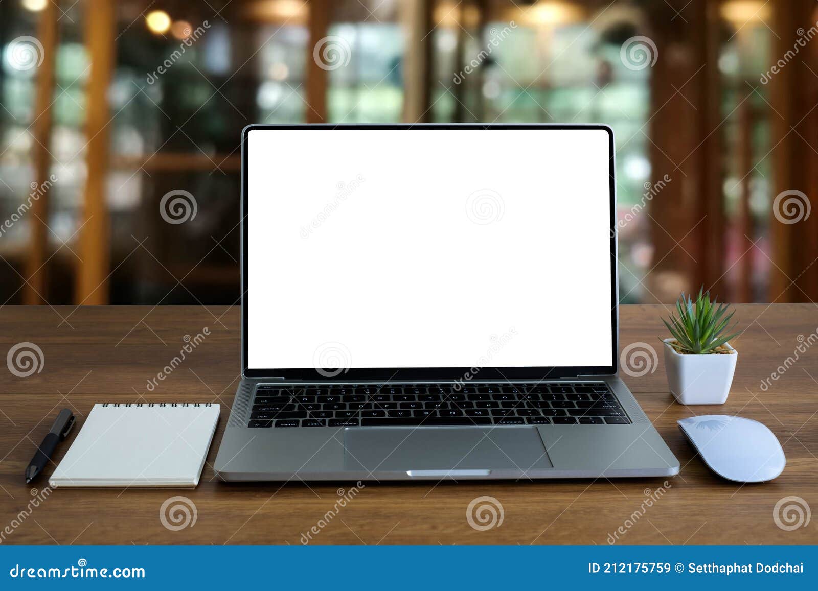 Front View of Open Laptop Computer Notebook with Blank Monitor White ...