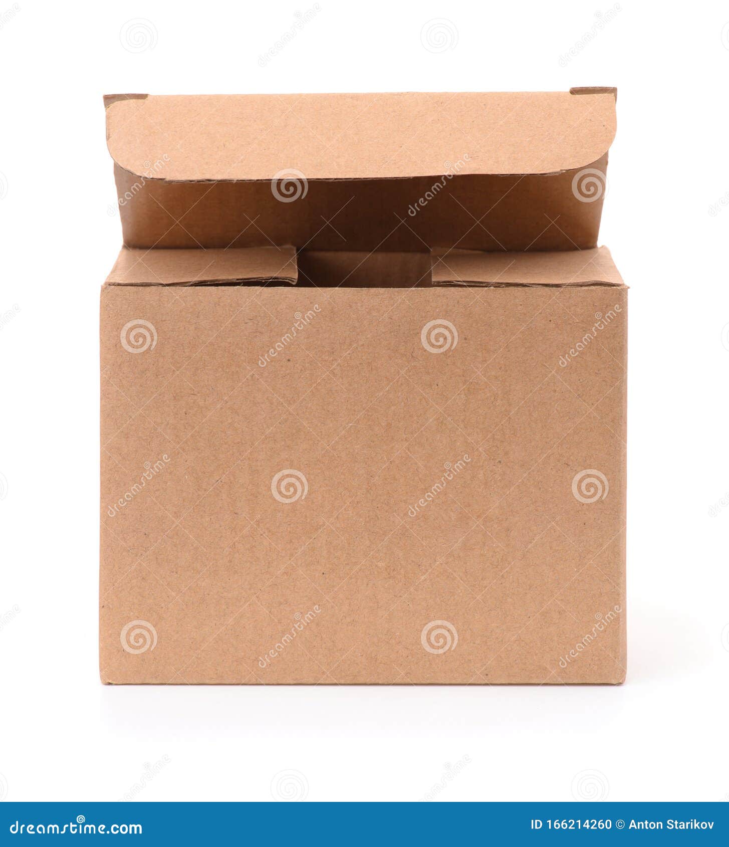Front View of Open Small Cardboard Box Stock Photo - Image of ...