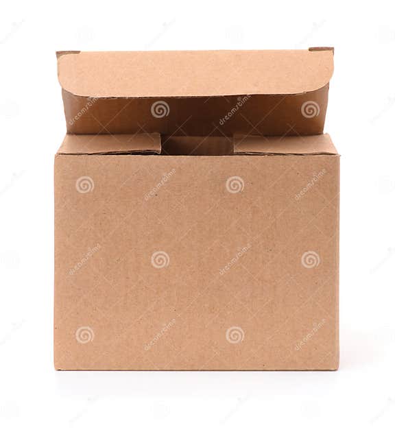 Front View of Open Small Cardboard Box Stock Photo - Image of ...