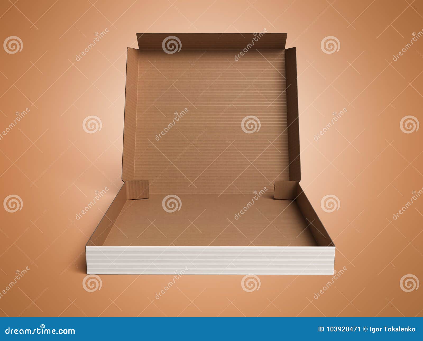 Front View of Opened Pizza Box 3d Render on Color Background Stock ...