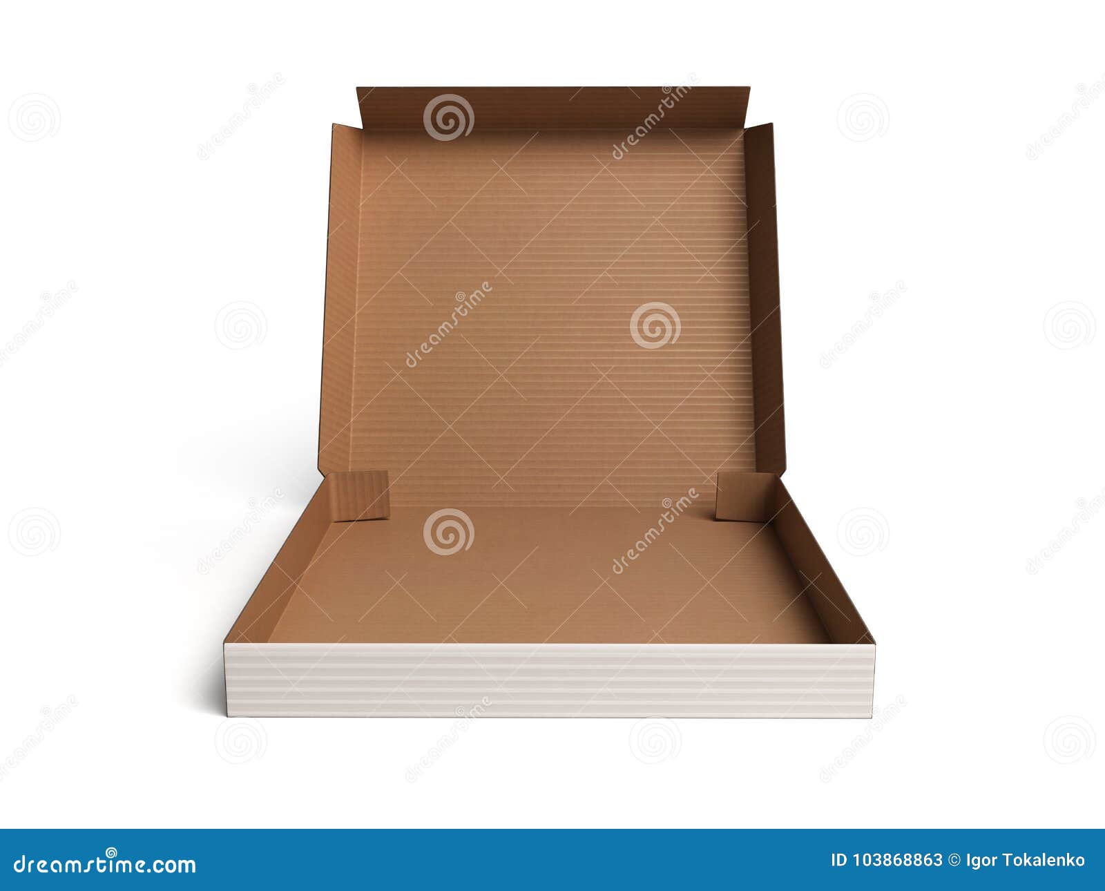 Front View of Opened Pizza Box 3d Render on White Background Stock ...