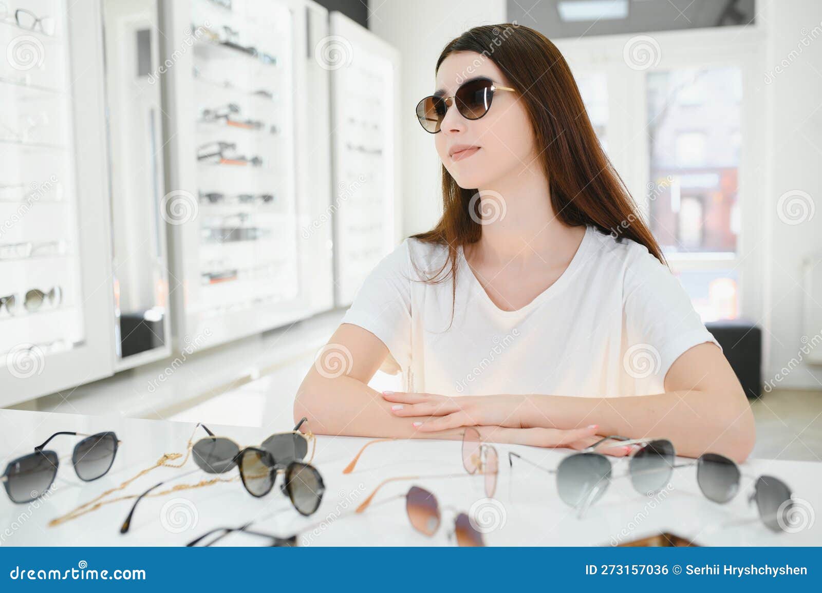 Front View of Optician Holding Sunglasses Pairs Stock Photo - Image of ...