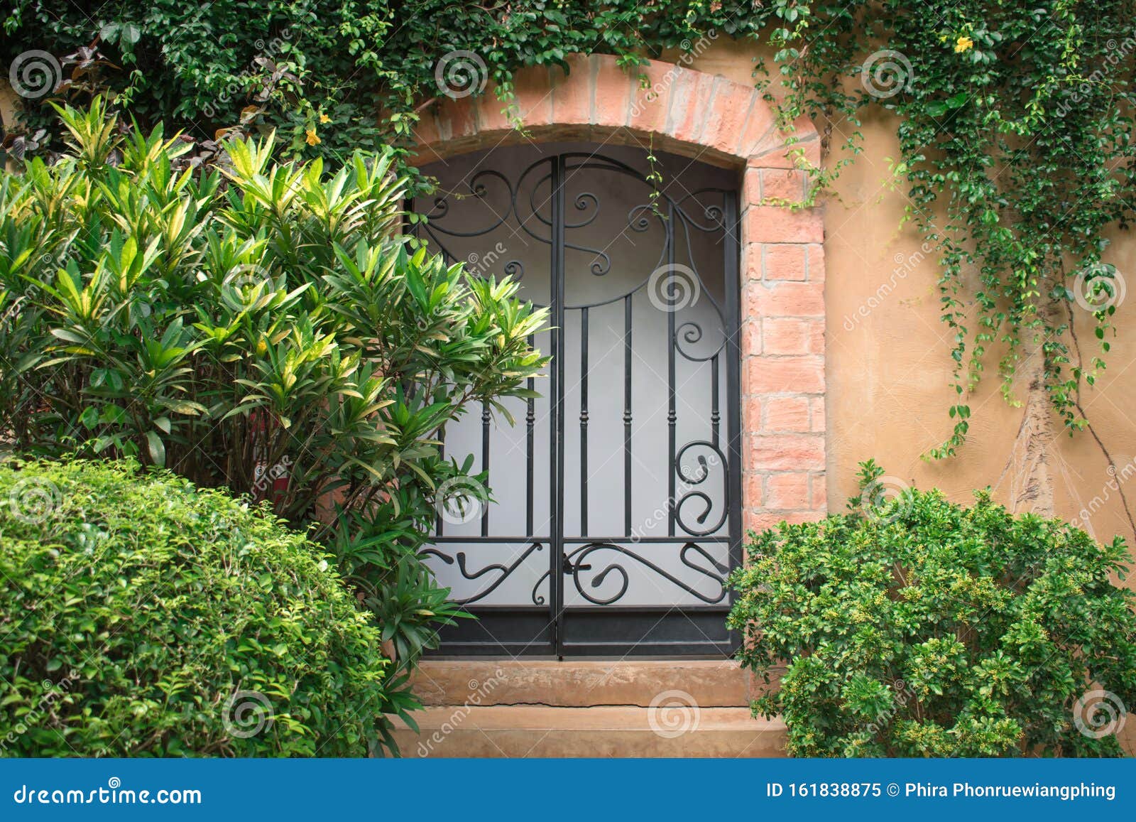 Front View Outside of the Beautiful House and Front Door with Trees ...