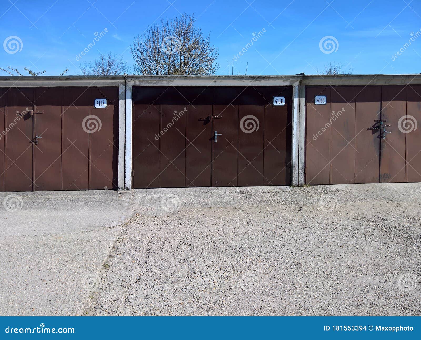 Front View of a Outside Garages in a Raw Stock Photo - Image of modern ...