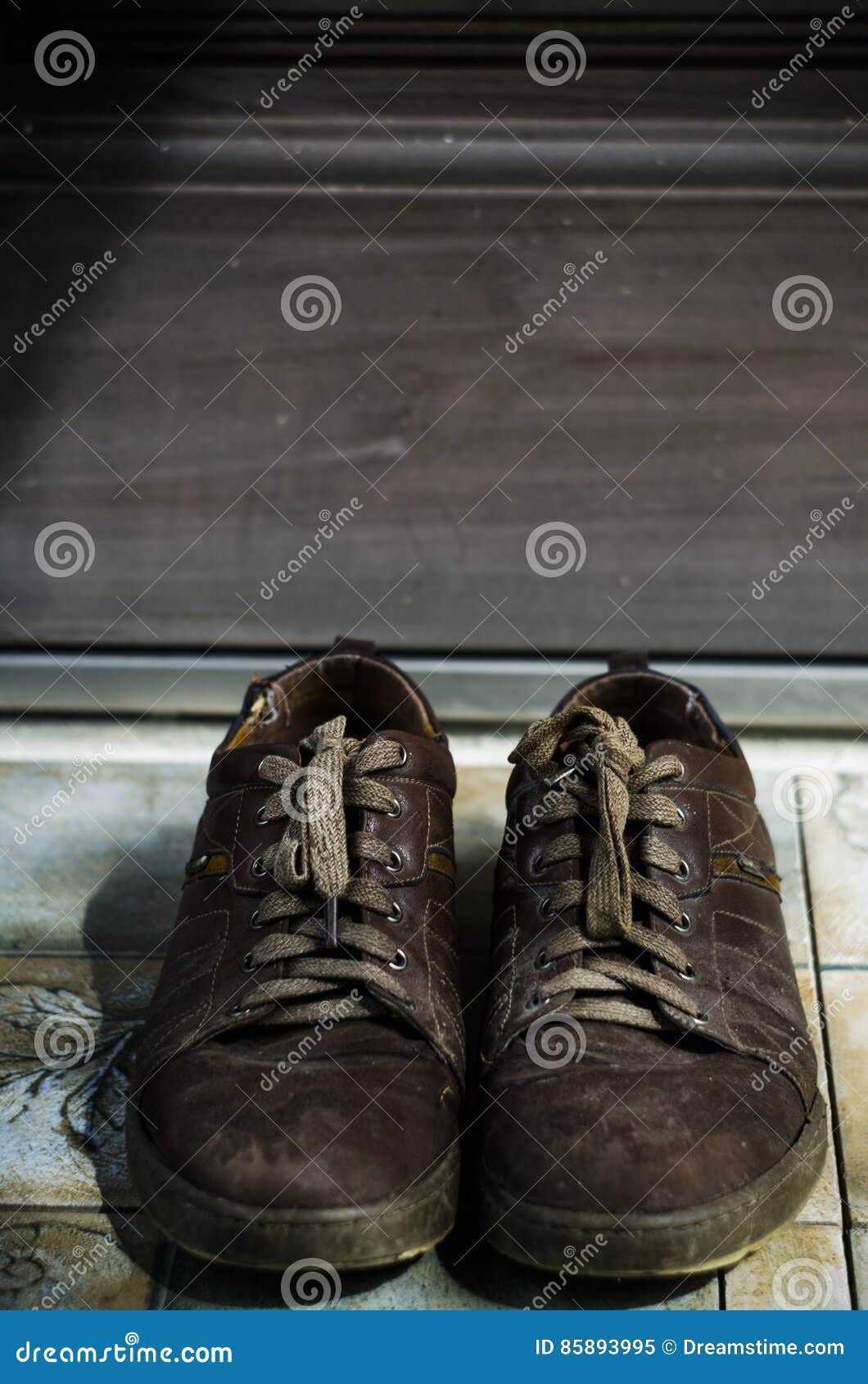 Front View from Pair of Old Boots Stock Image - Image of carpenter ...