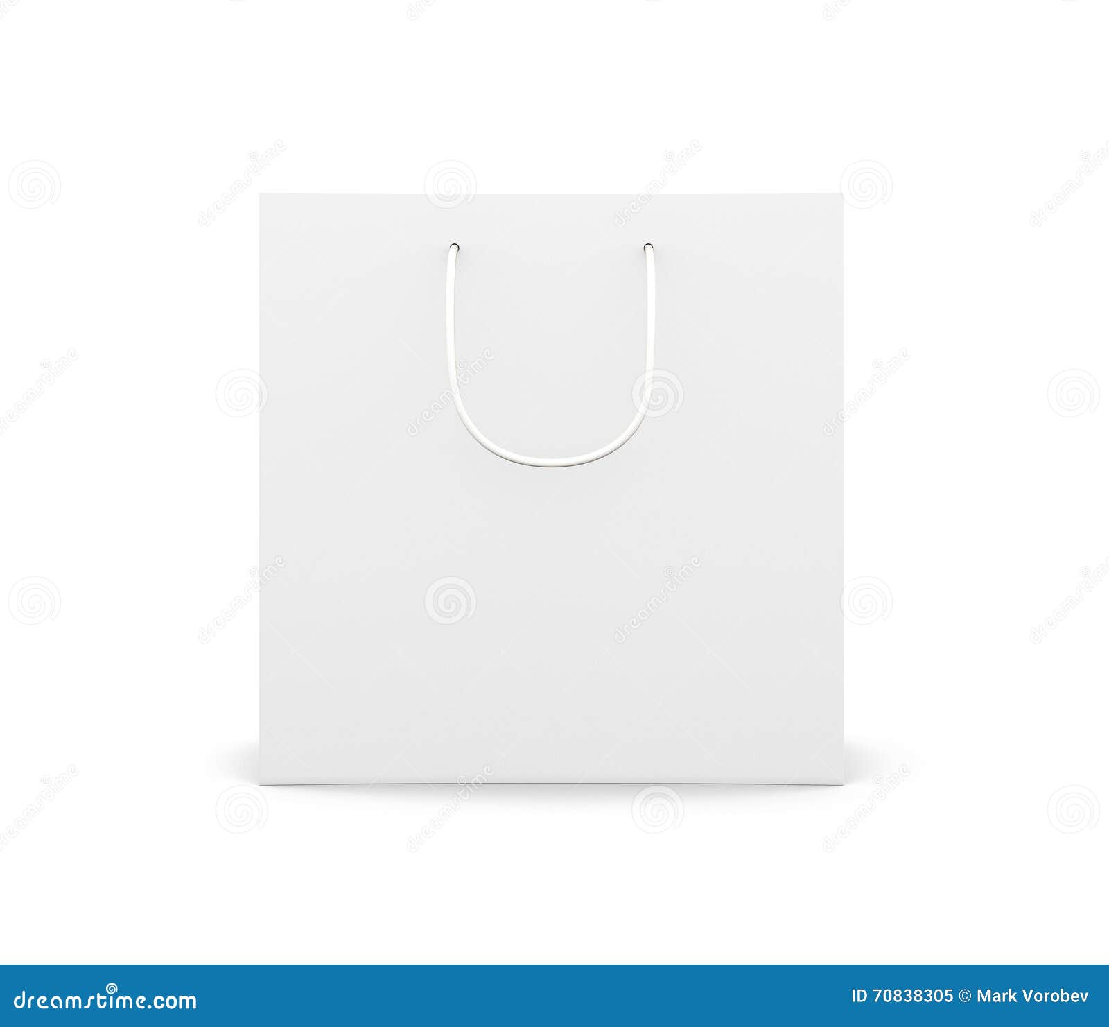 Front View Paper Bag with Handles Isolated on White Background. Stock ...