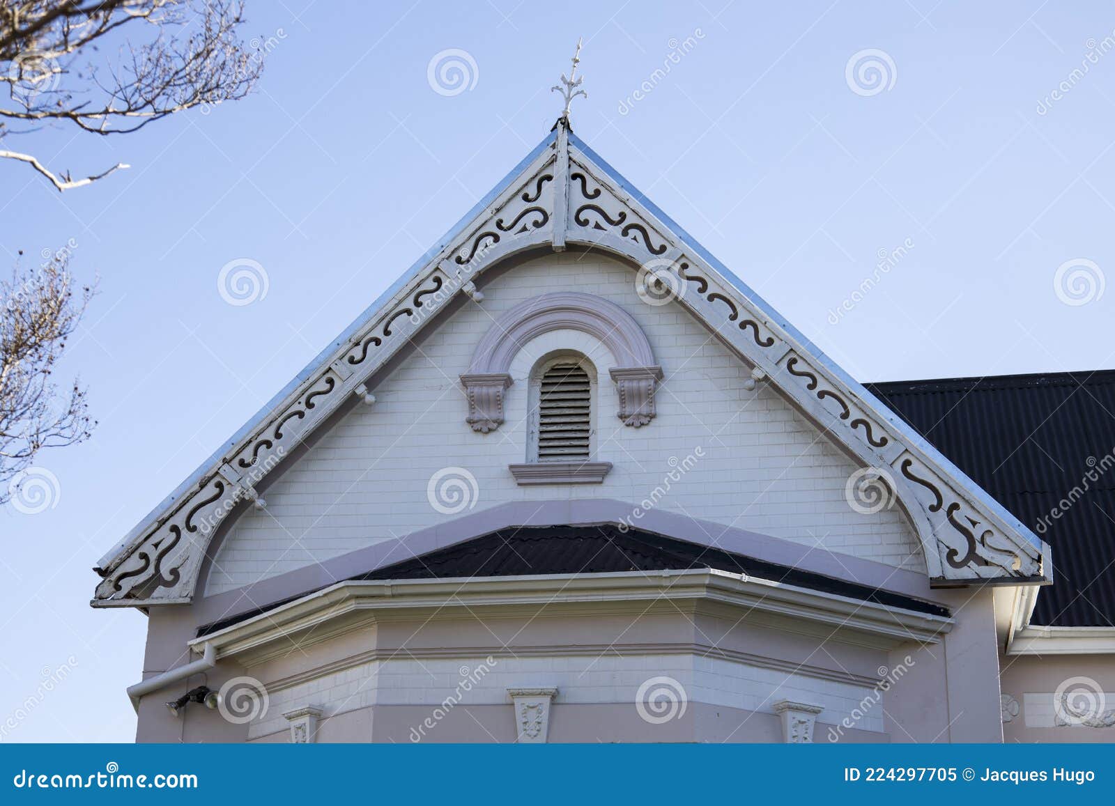 The Front View of Part of an Old House Stock Image - Image of vintage ...