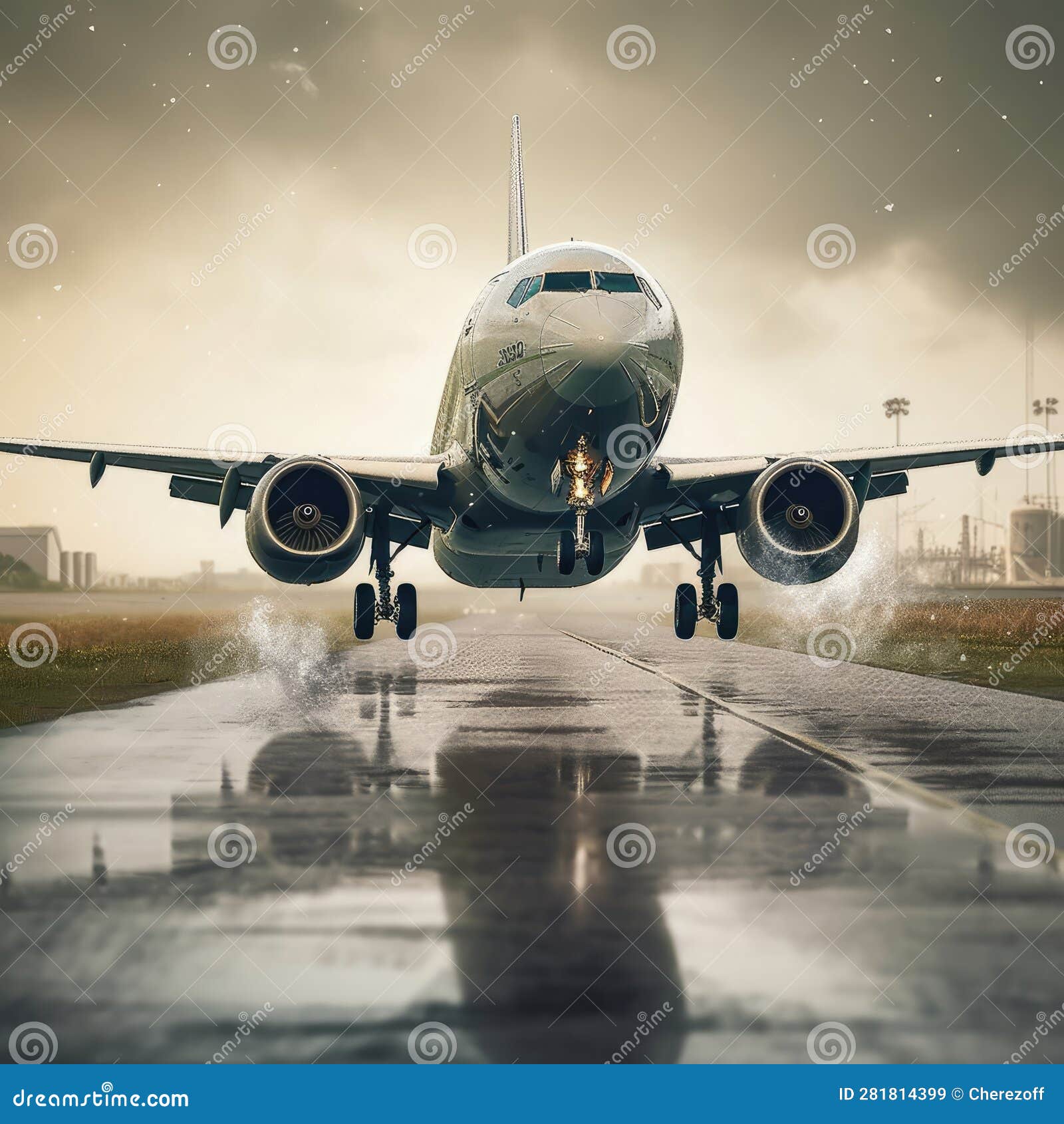 A Passenger Plane Lands on the Runway Stock Image - Image of airplane ...