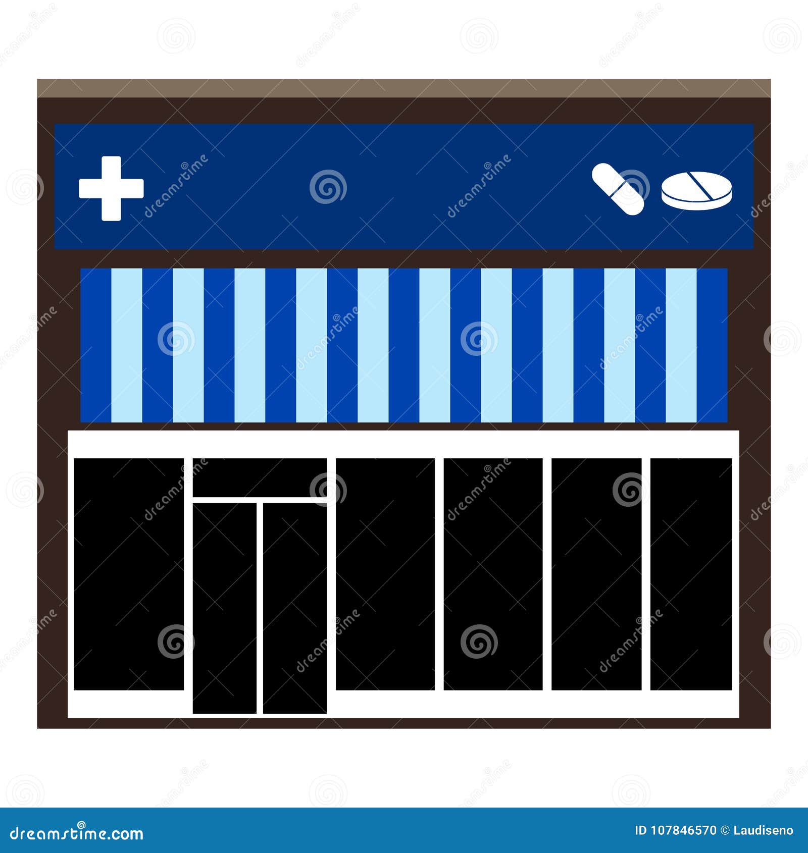 Front view of a pharmacy stock vector. Illustration of health - 107846570
