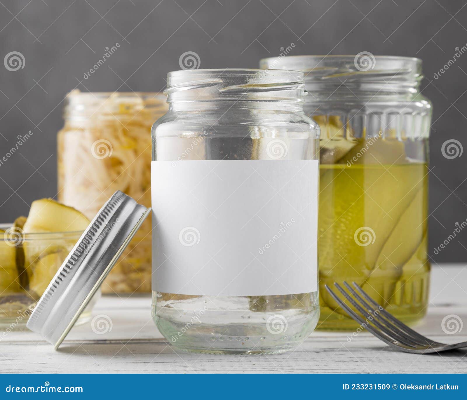 Front View Pickled Vegetables Clear Jars. High Quality Photo Stock ...