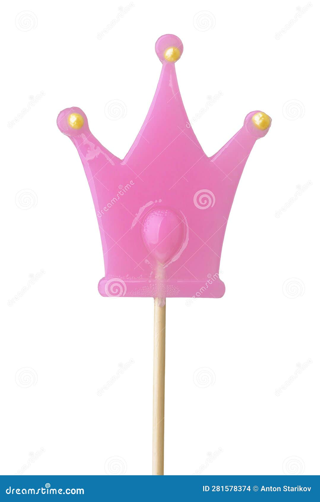 Front View of Pink Crown Shaped Lollipop Stock Photo - Image of front ...