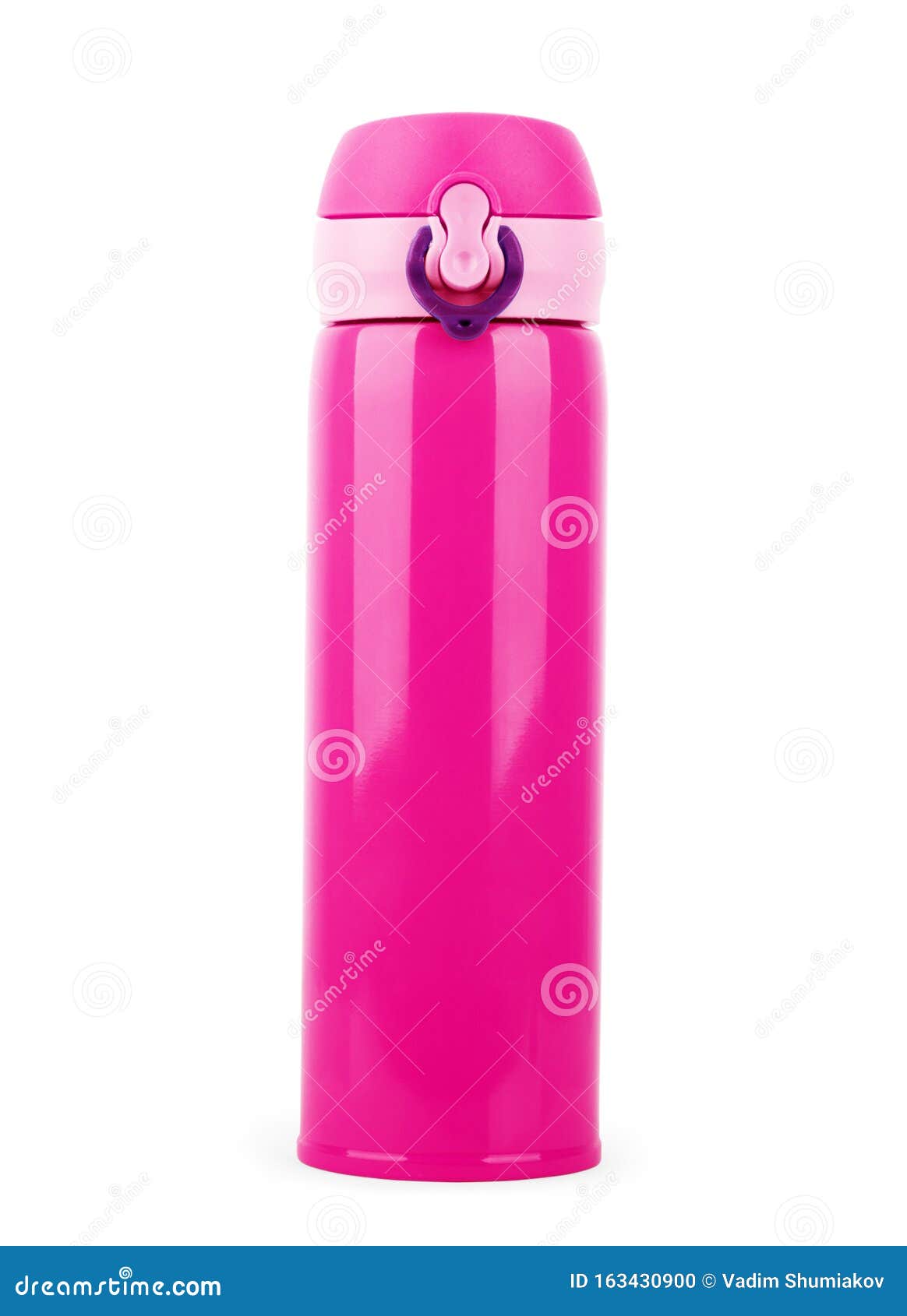 Front View of Pink Metal Thermos Flask Isolated on White Stock Photo ...