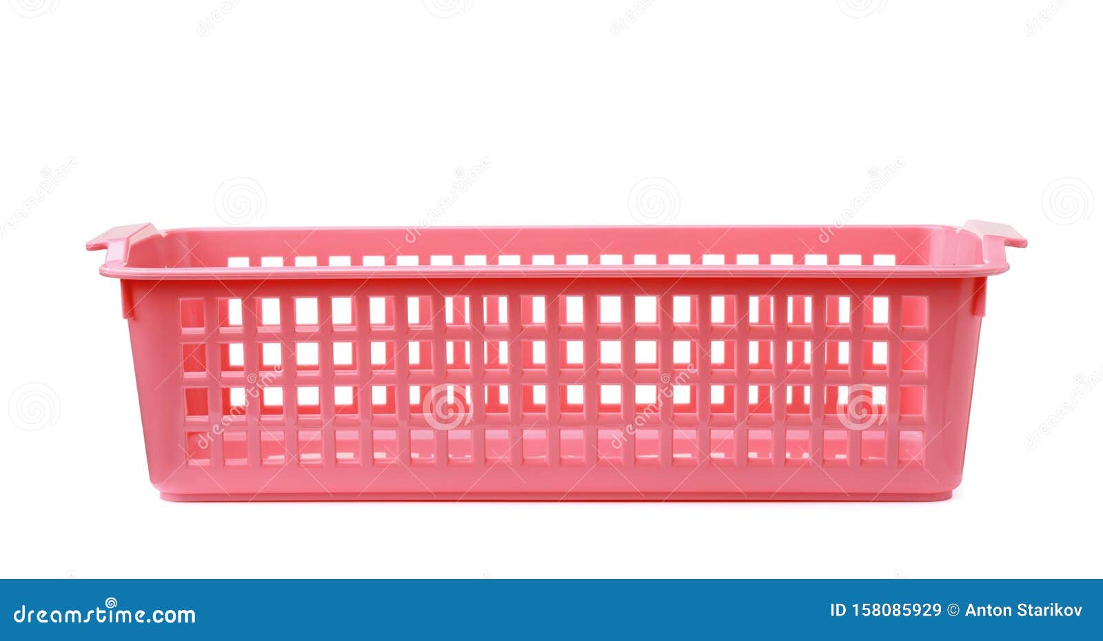 Front View of Pink Rectangular Plastic Storage Basket Stock Image ...