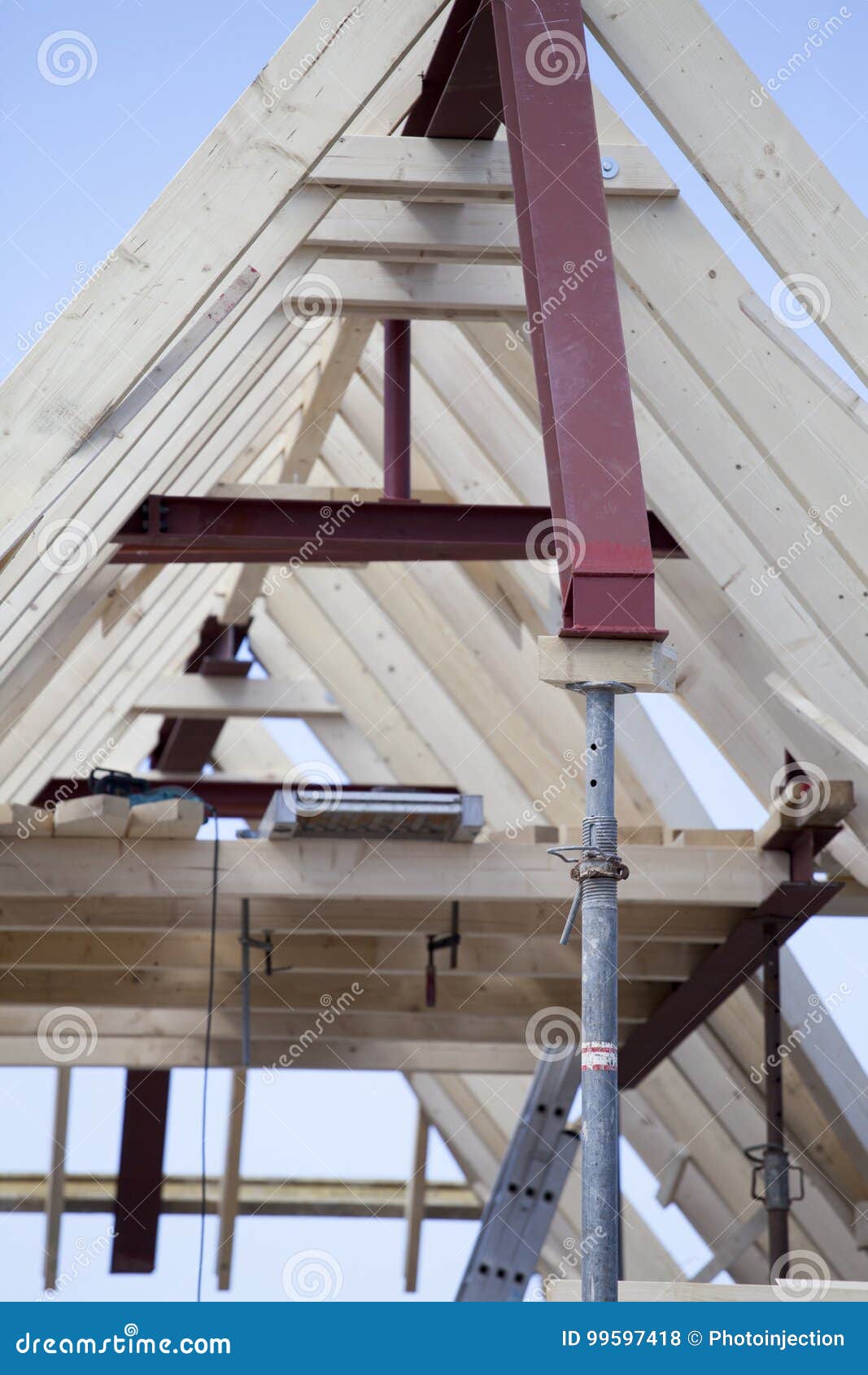 Front view of pitched roof stock photo. Image of construction - 99597418