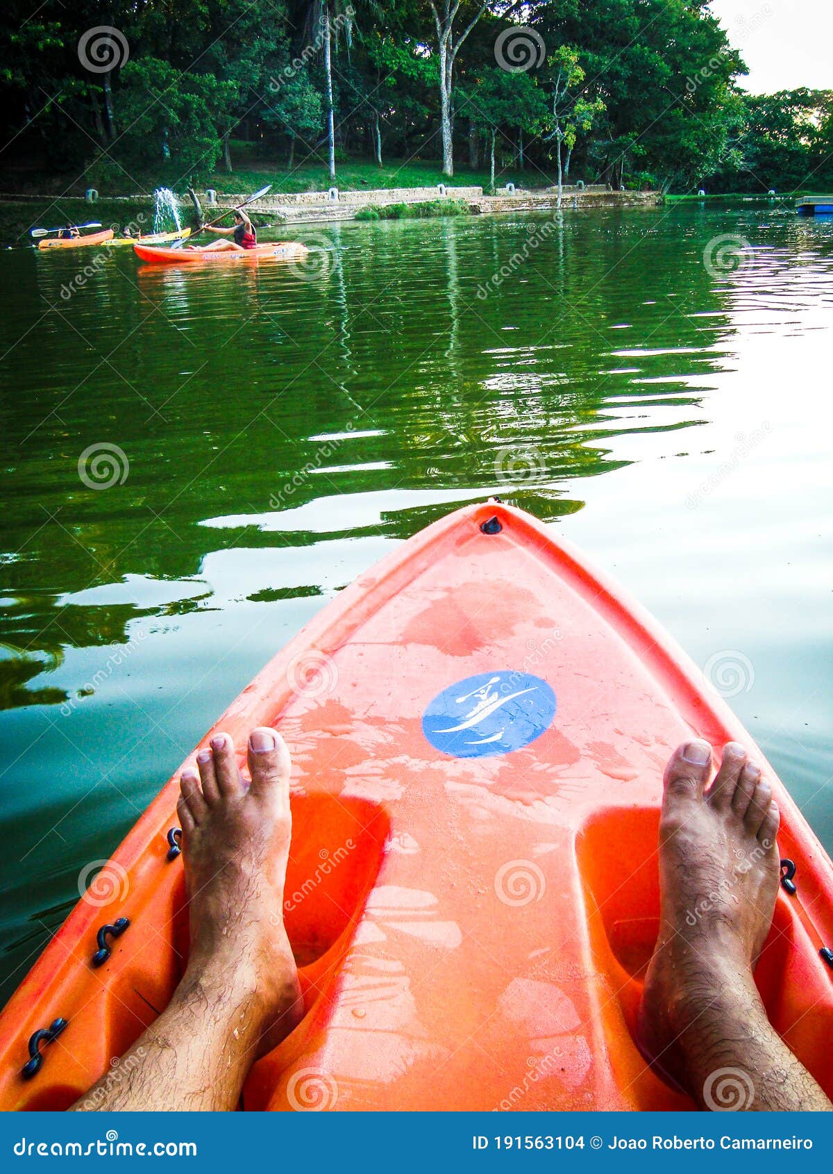 Front View of a Red Canoe in the Lake Stock Photo - Image of bank ...