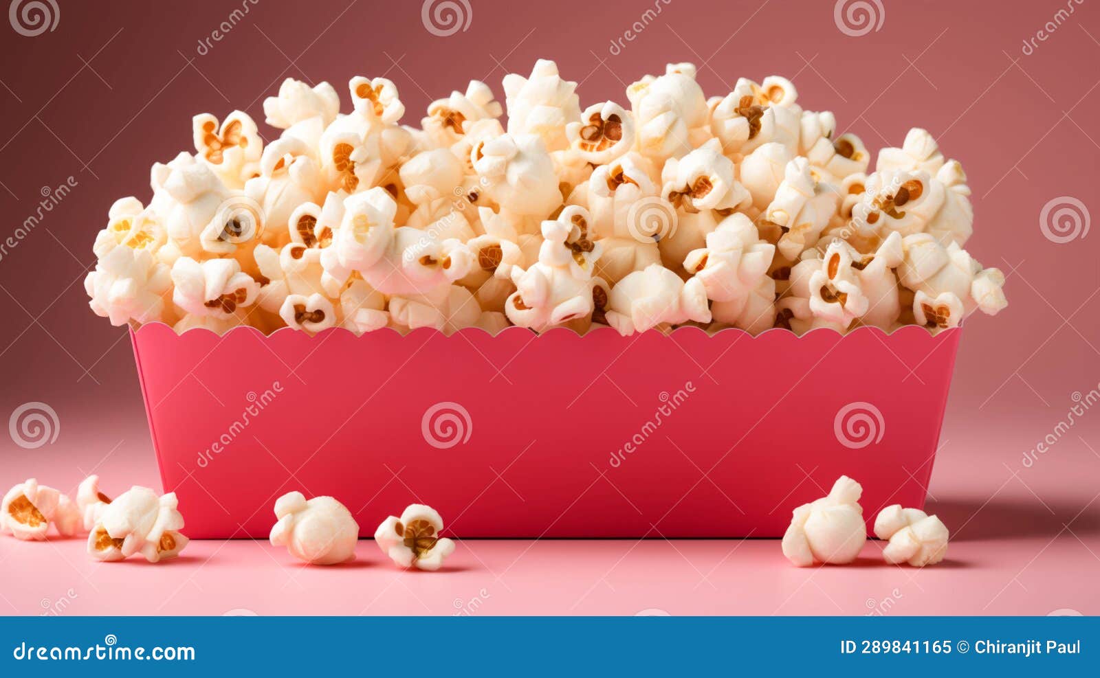 A Front View Popcorn Inside Package Spread All on Pink Stock ...