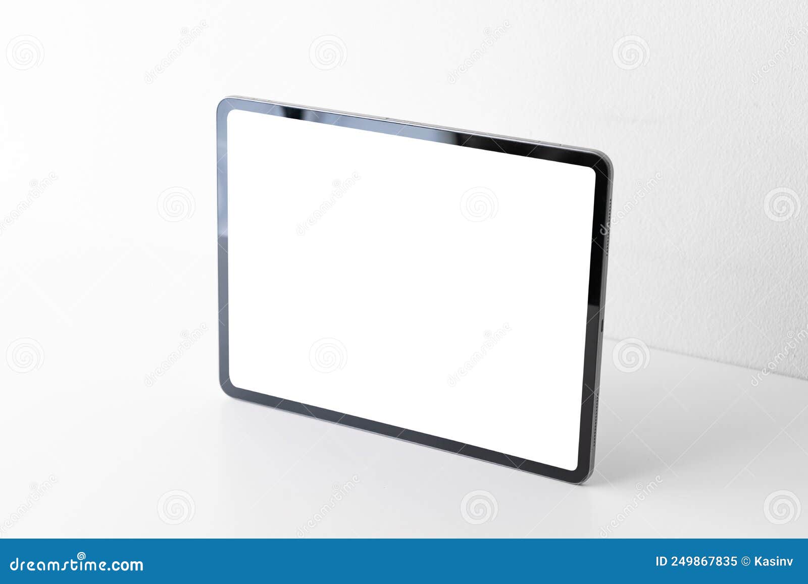 Front View of Portable Digital Tablet Computer with Blank Screen on ...