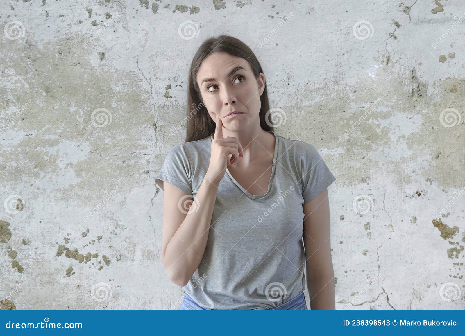 Front View Portrait of a Woman Wondering Stock Image - Image of close ...