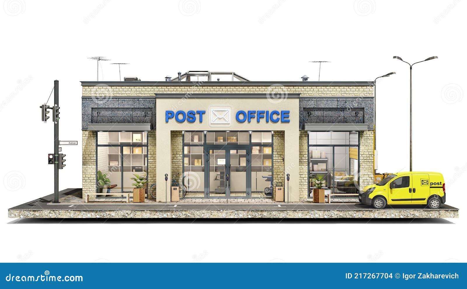 Front View on a Post Office Building on a Piece of Ground, Stock ...