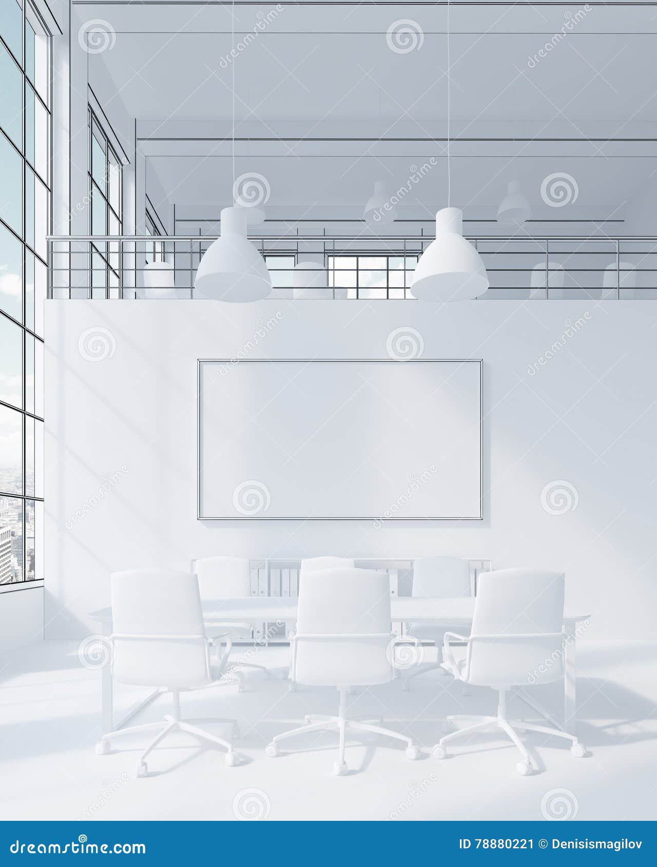 Front View of Poster and Conference Room Table Stock Illustration ...