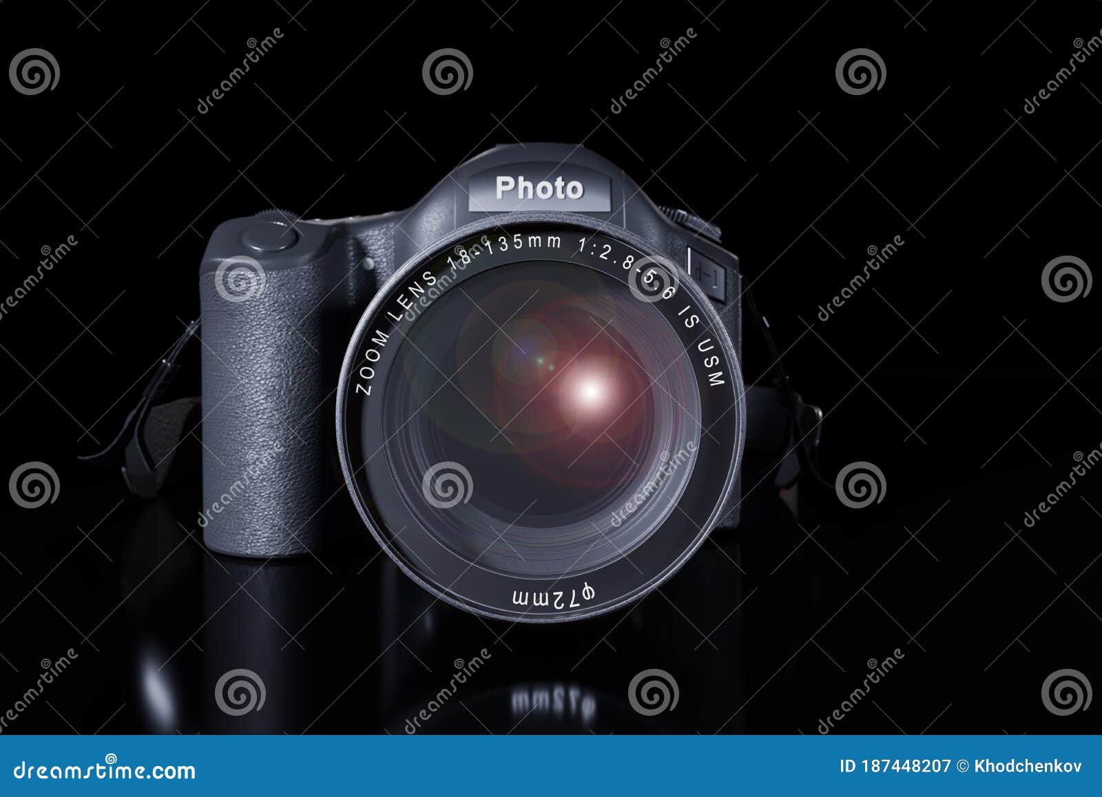 Front View of Professional Digital Single Lens Reflex Camera with a ...