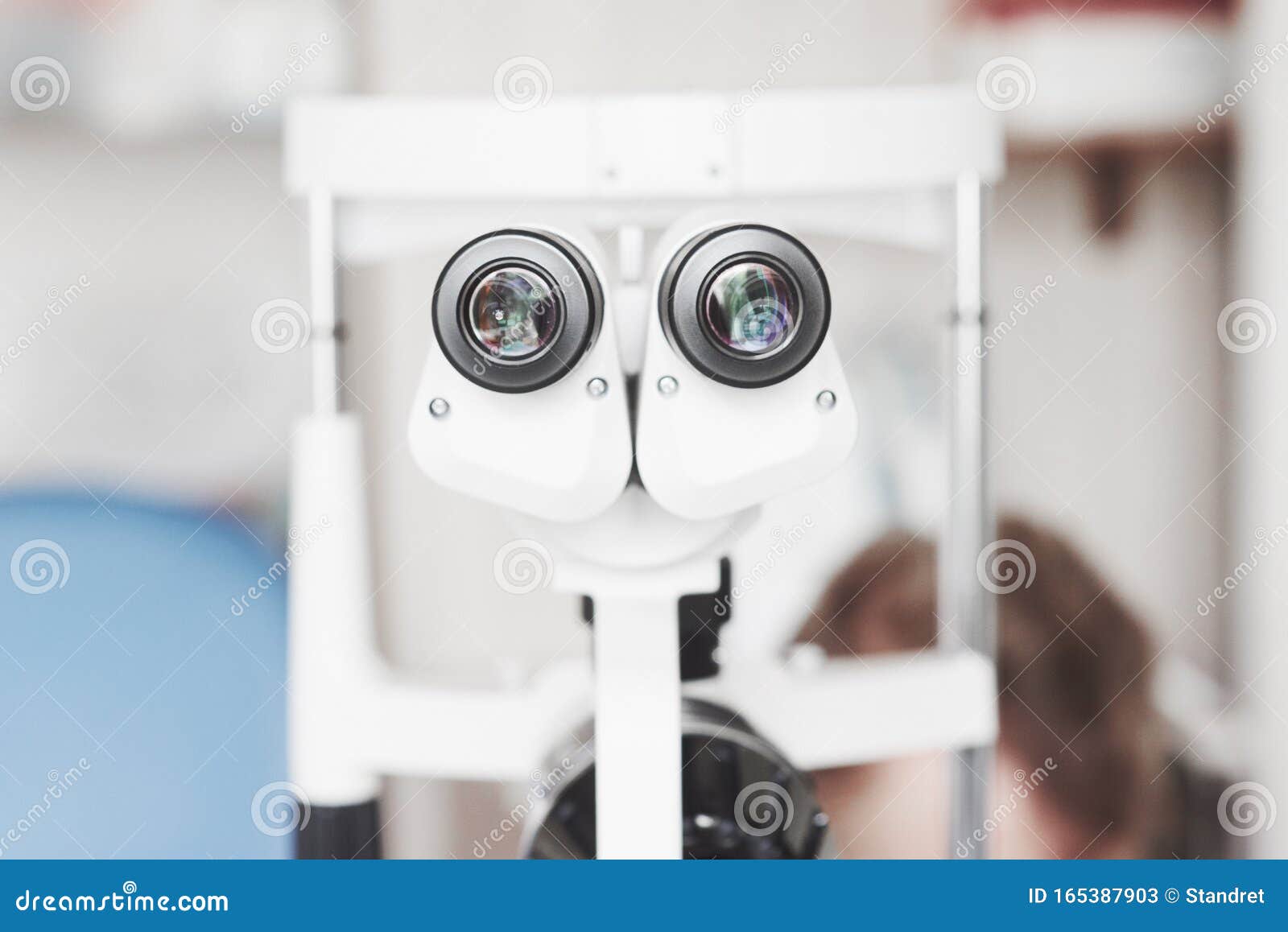 Front View of the Professional Optician`s Device for Eye Examination ...