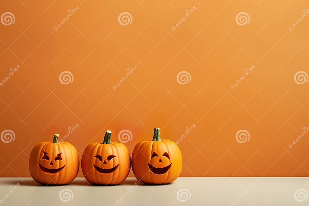Front View Pumpkins with Orange Background Stock Illustration ...