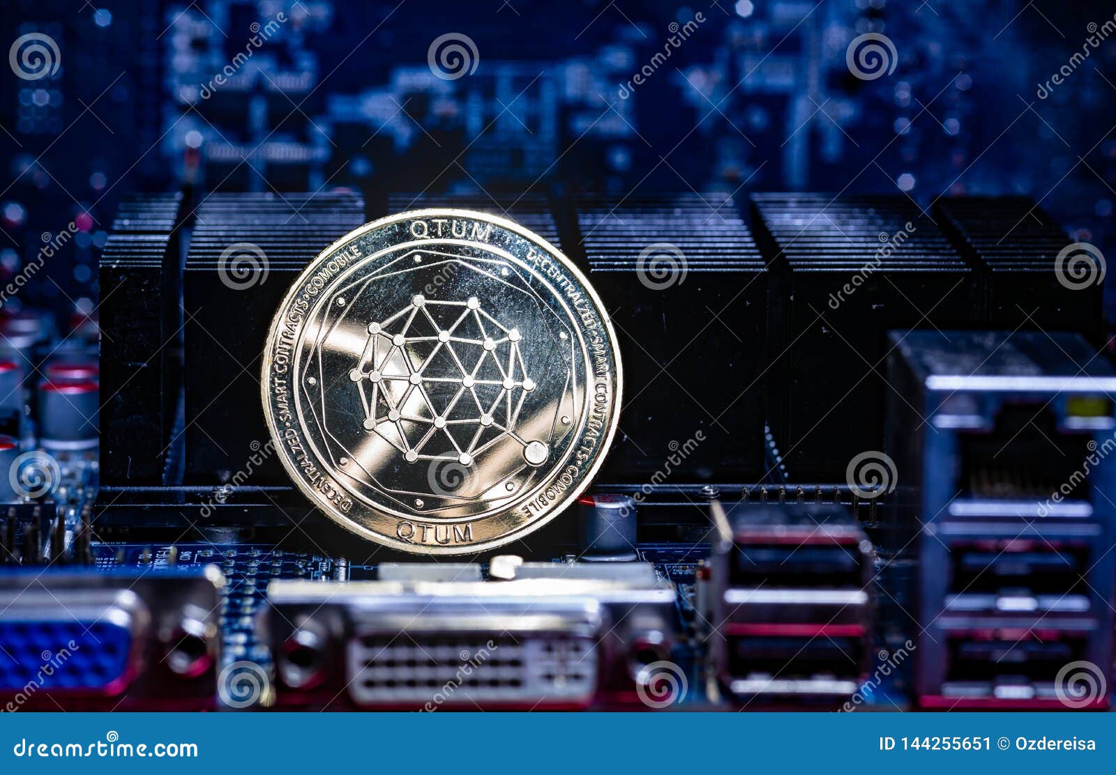 Front View of Qtum Cryptocurrency Physical Coin Stock Image - Image of ...
