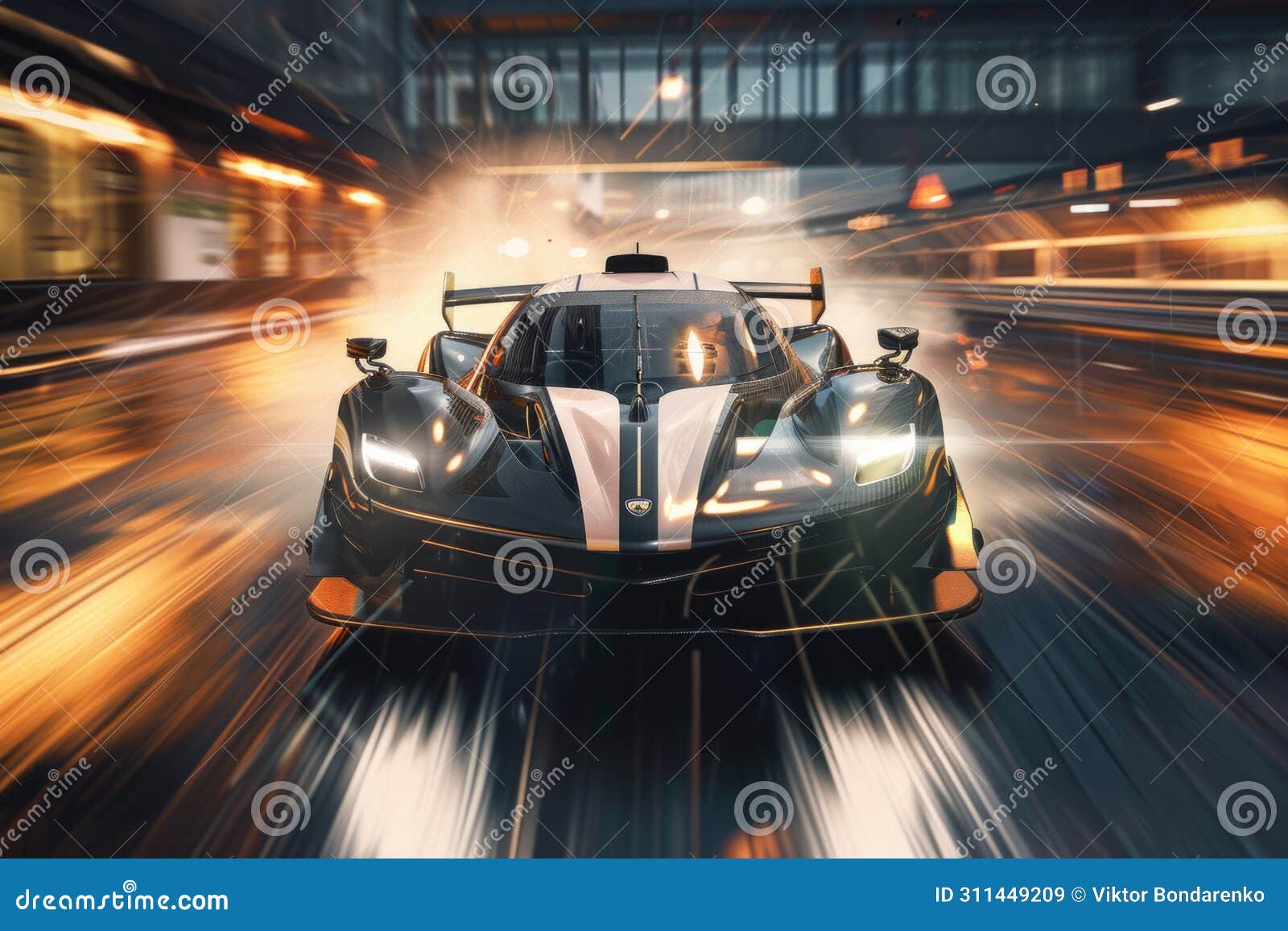 Front View of Racing Car at High Speed Stock Image - Image of road ...
