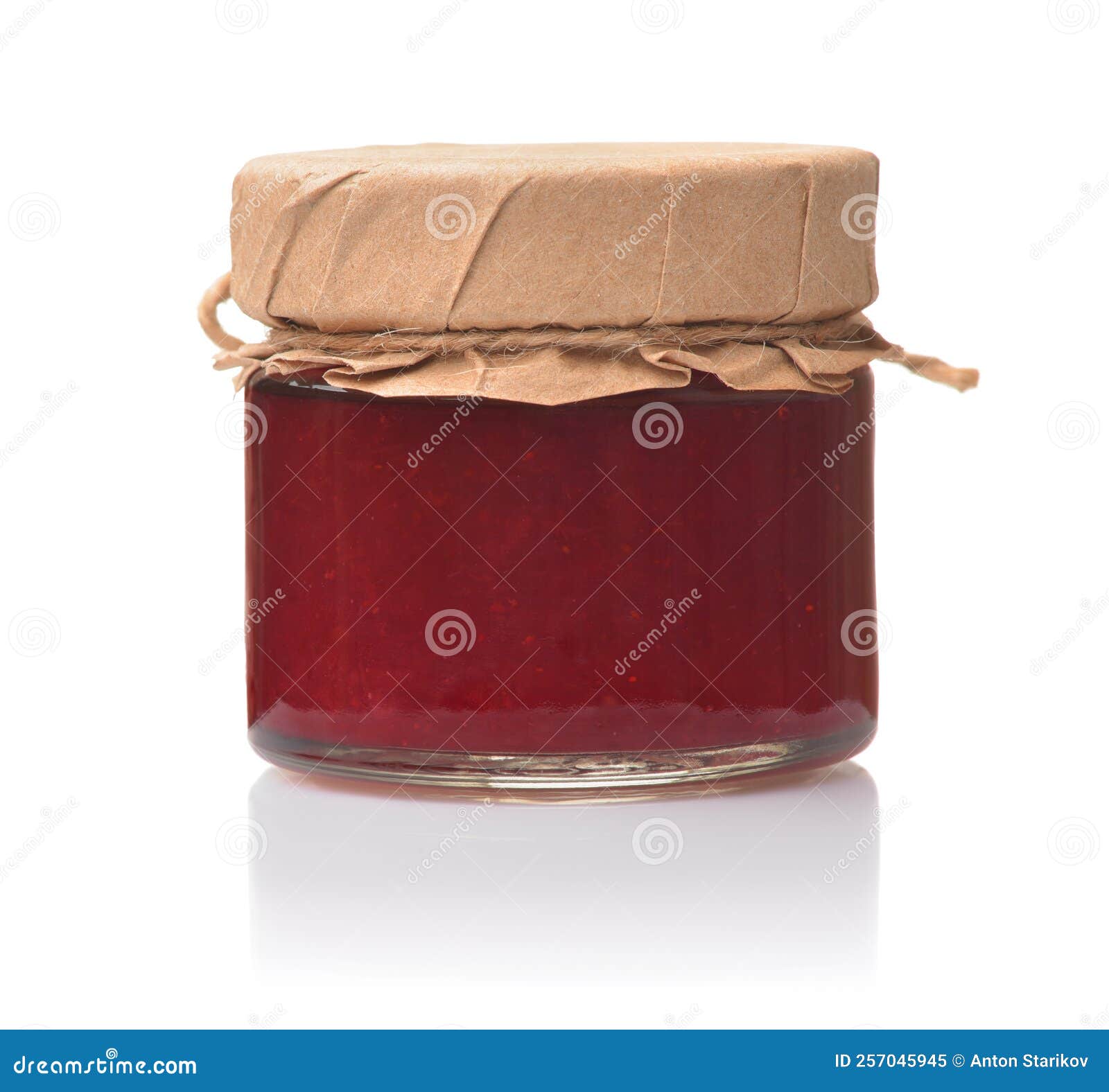 Front View of Raspberry Jam Jar with Paper Cap Stock Image - Image of ...