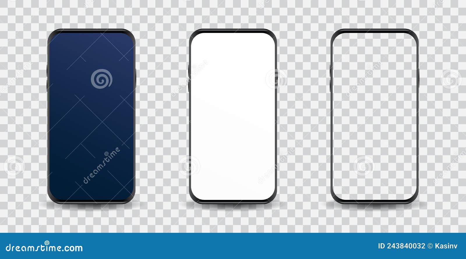 Front View of Realistic Mobile Phone Device Mockup Isolated. Smartphone ...