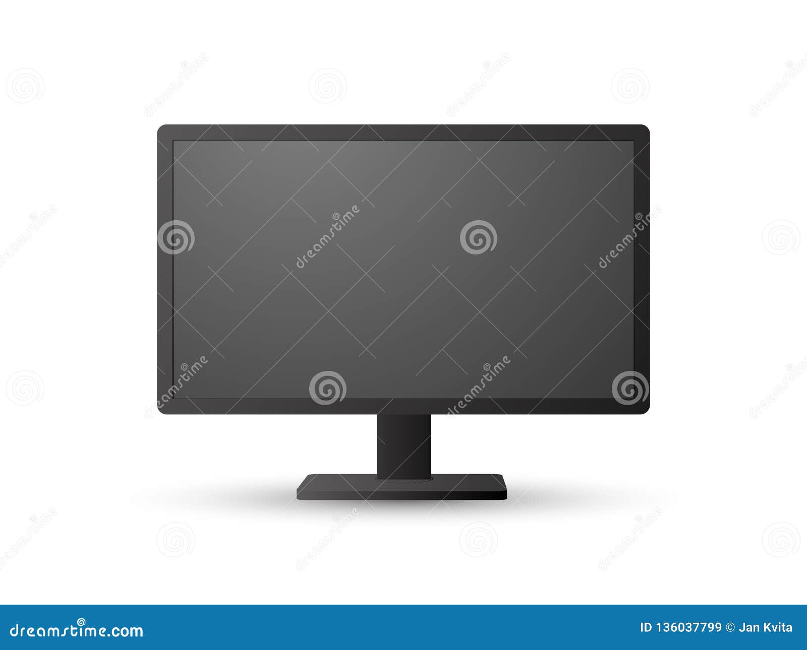 Front View of Realistic Modern Black Shaded Vector Computer Screen on ...