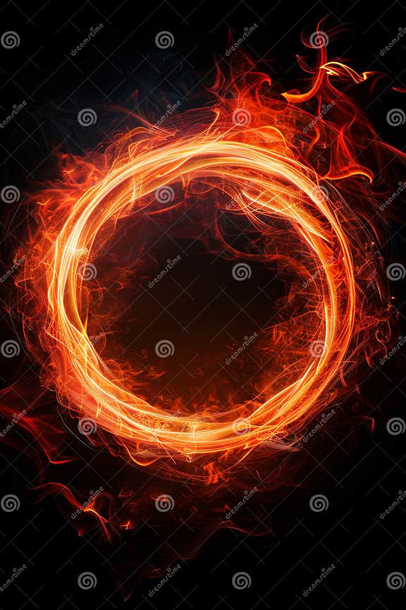Front View of Red and Blue Energy Circle on Black Background Stock ...
