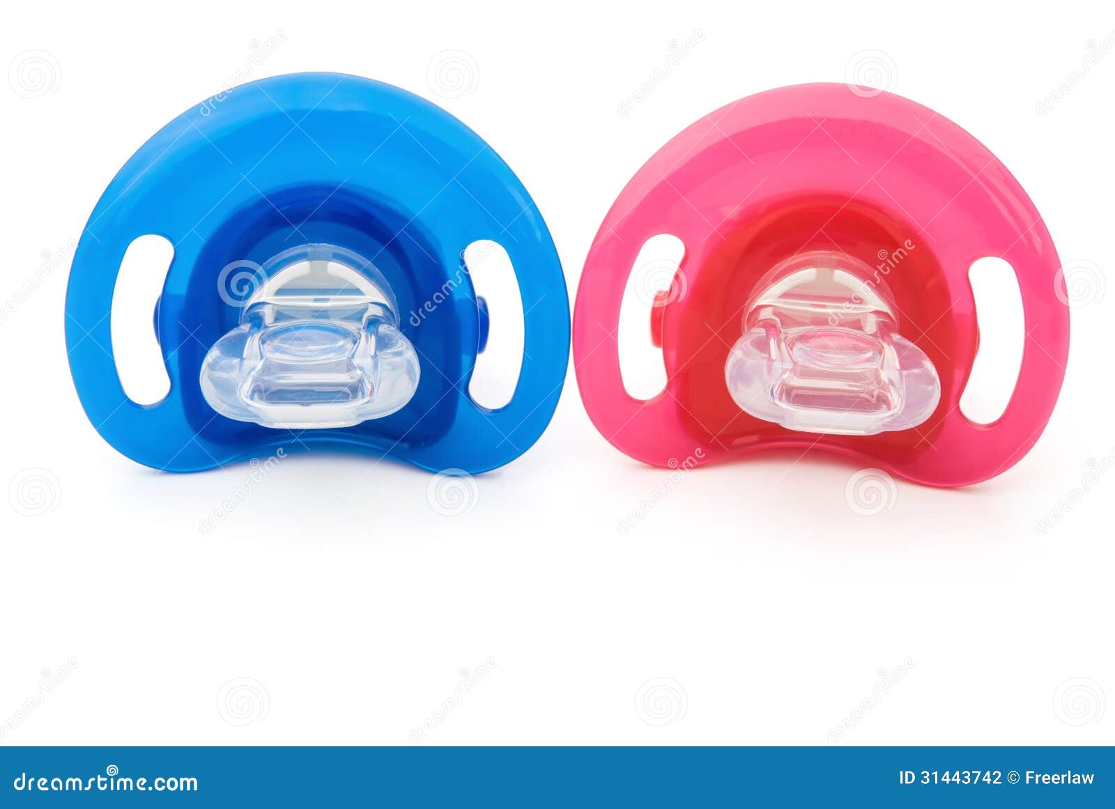 Front View Red and Blue Pacifiers Stock Photo - Image of mouth ...