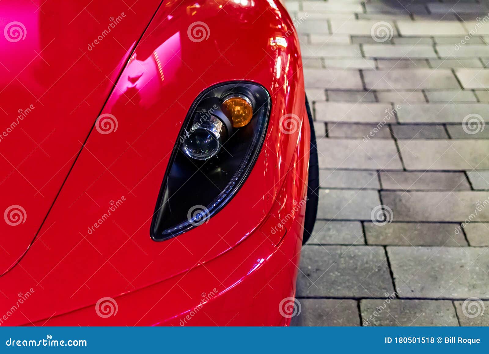 Front View of Red Ferrari and Head Lights Editorial Stock Photo - Image ...