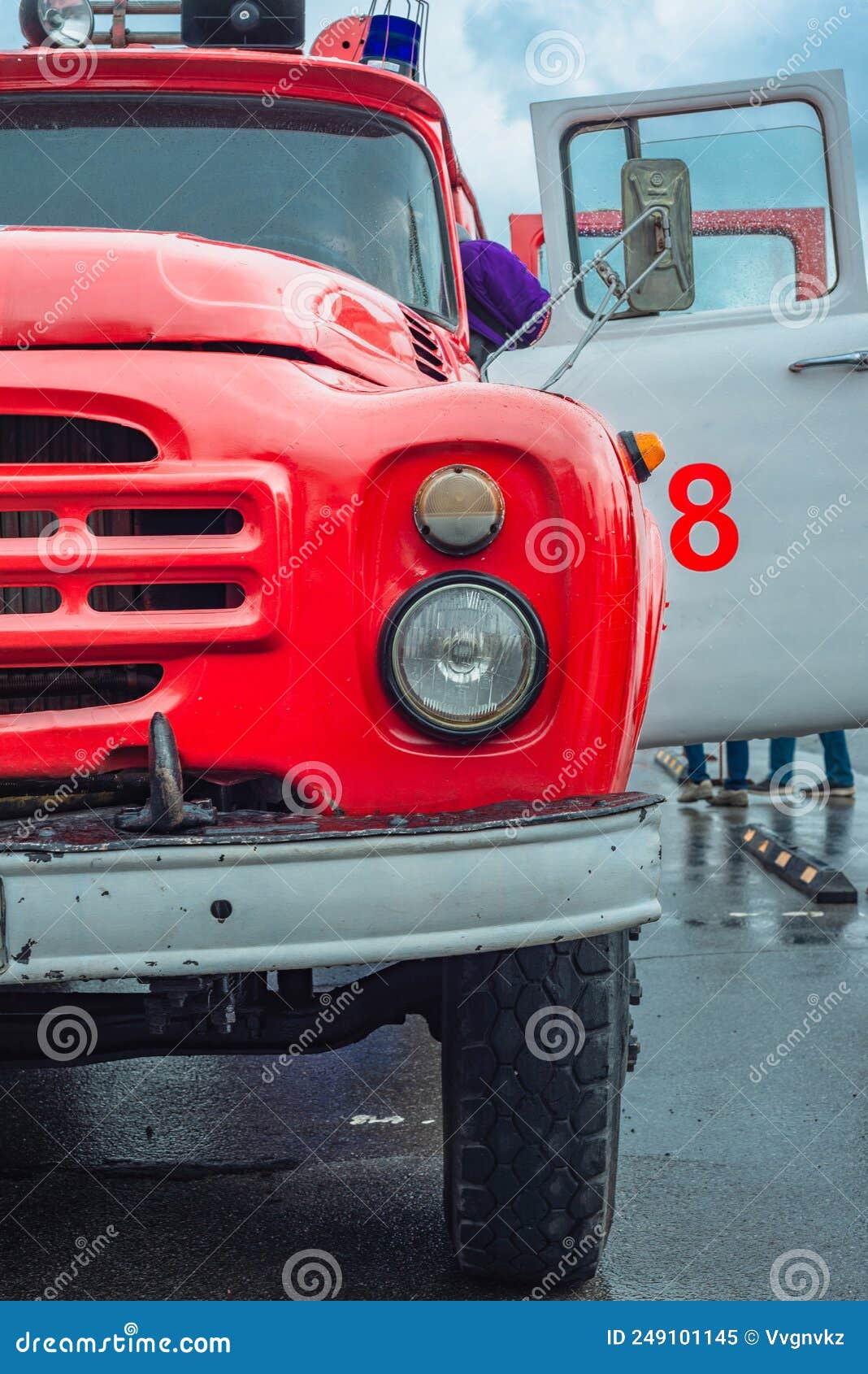 Front View of a Red Fire Truck Stock Image - Image of firefighter ...