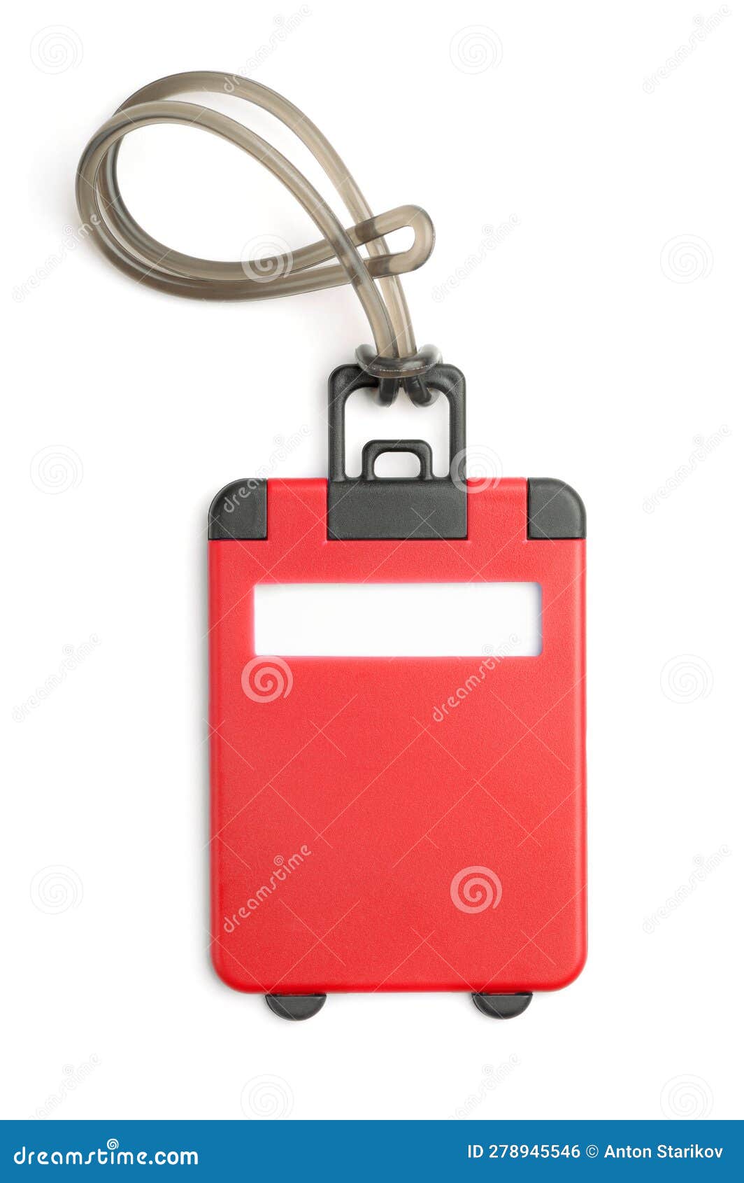 Front View of Red Plastic Luggage Tag Stock Photo - Image of blank ...
