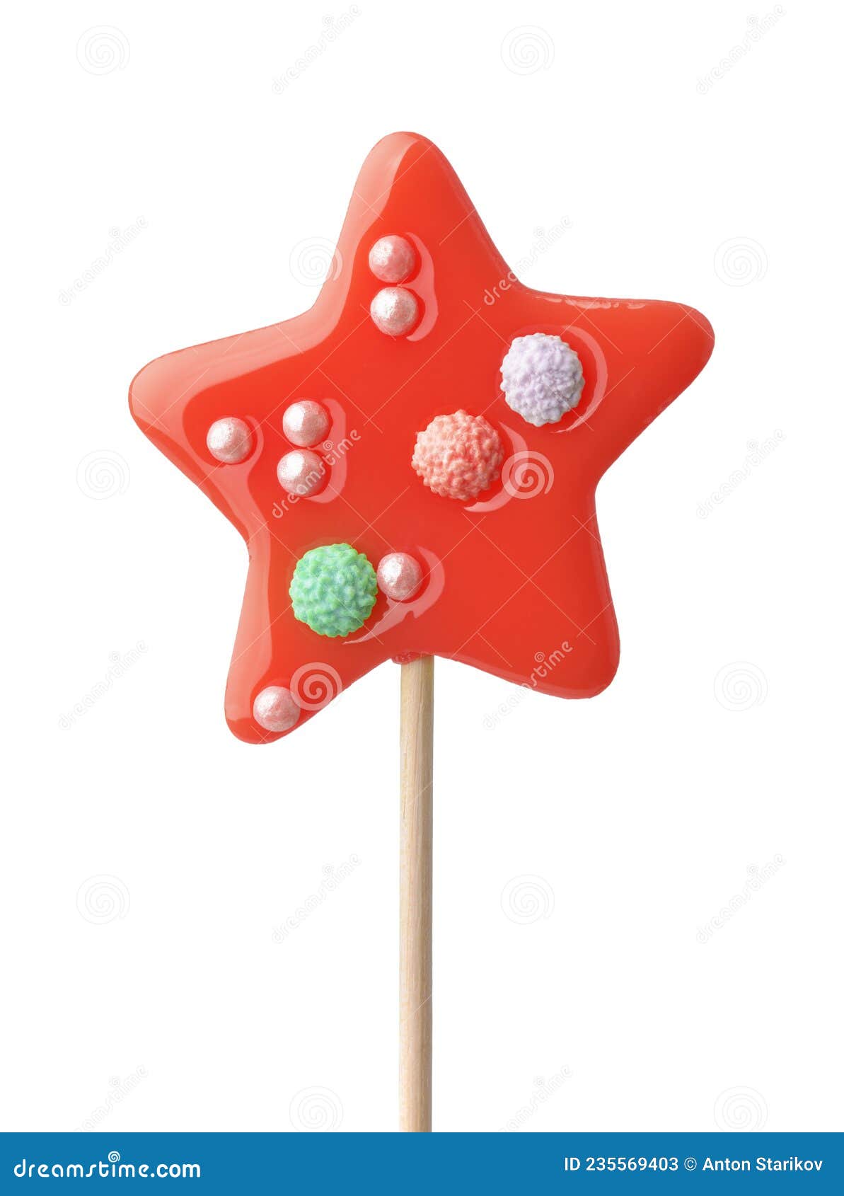 Front View of Red Star Shaped Lollipop with Sprinkles Stock Image ...